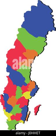 Carte de la suède avec les régions dans le vector sur fond blanc Image ...