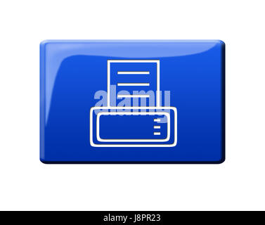 Bouton d'impression, imprimante, porte-clé,, pictogramme, symbole ...