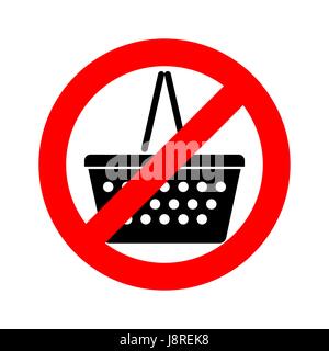 Icône d'interdiction du panier. Le panier est interdit. Panneau rond ...
