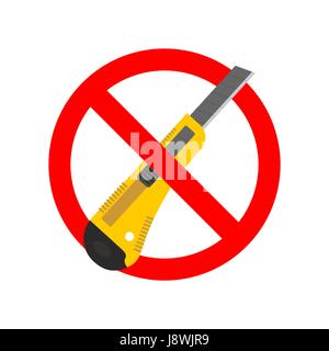 Panneau d'interdiction des couteaux. Couteau interdit. Arme dangereuse ...
