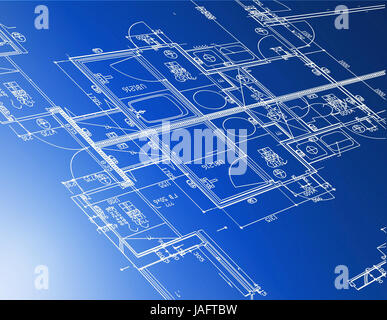 Échantillon de plans architecturaux sur fond bleu / Plan Photo Stock ...