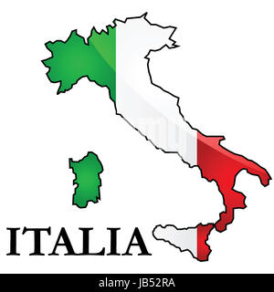 Carte de l'Italie illustration graphique brillante. Dessin à la main avec carte. Carte de l ...