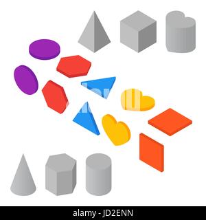 Formes 3d solides : cylindre, cube, prisme, sphère, pyramide, prisme ...