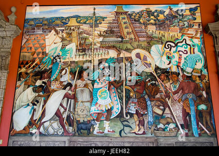 Histoire aztèque des peintures murales réalisées par Diego Rivera dans ...