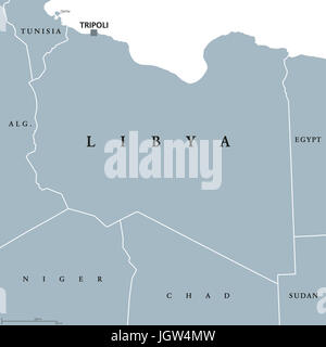 Carte Politique de la Libye avec capitale Tripoli, avec des frontières ...