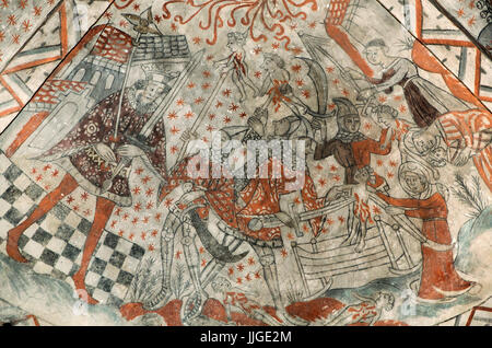 Fresque religieuse médiévale danois au 13ème siècle de style gothique ...