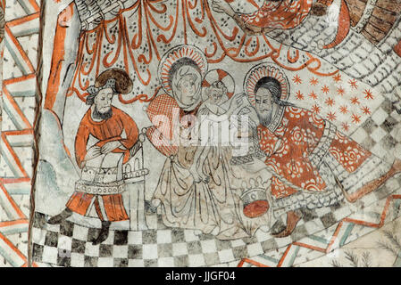 Fresque religieuse médiévale danois au 13ème siècle de style gothique ...