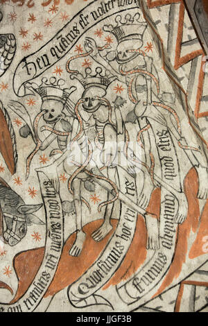 Fresque religieuse médiévale danois au 13ème siècle de style gothique ...