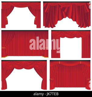 Ensemble de rideaux rouges de luxe réalistes de différents motifs ...