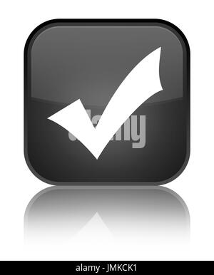Isolé sur l'icône Valider bouton carré noir spécial reflétée résumé ...