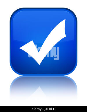 L'icône de validation isolé sur le bouton carré noir spécial reflétée ...