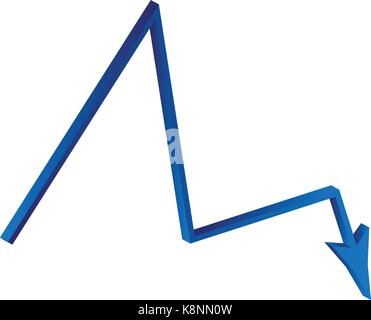 Symbole de flèche diminution, icône bleu concept d'entreprise. Vector ...