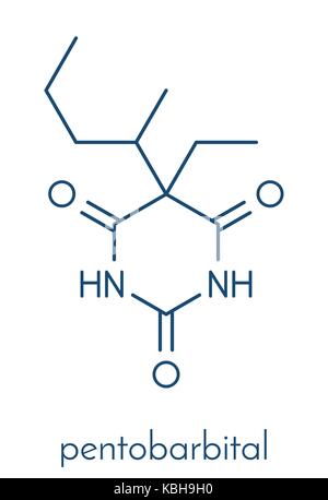 Barbiturique pentobarbital (pentobarbitone) sédatif, structure chimique ...