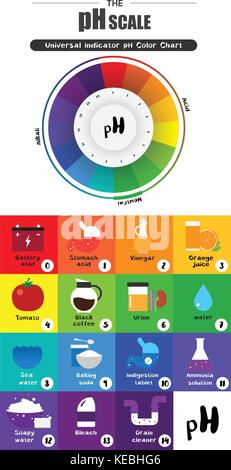 L'échelle de ph indicateur universel diagramme couleur ph alcalin acide ...