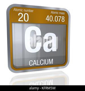 Élément chimique en calcium, signe avec numéro atomique et poids ...