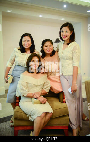 Philippine Vice President Leni Robredo, center, salutes as she leads ...