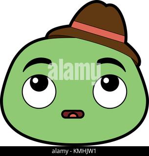 Emoji réfléchie face avec hat Image Vectorielle Stock - Alamy