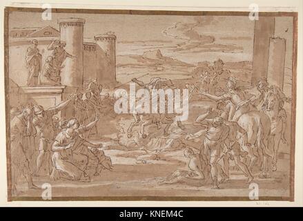 Marcus Curtius sauter dans le gouffre. Artiste : Gaetano Gandolfi ...