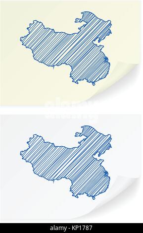 Chine croquis scribble carte dessinée sur ordinateur portable à l'école ...