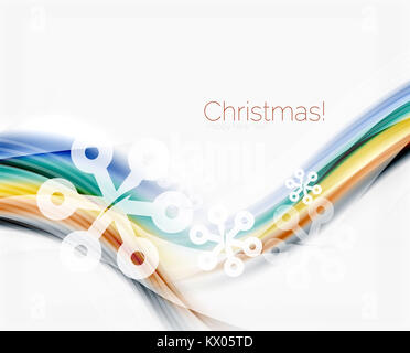 Flocons sur wave line, Noël et Nouvel An ou d'une carte de vœux d ...