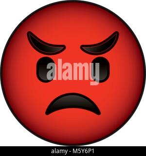 Mignon rouge sourire émoticône fâché Vecteurs Et Illustration, Image ...