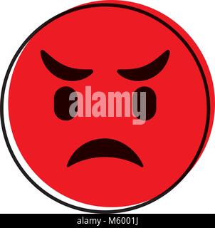 Mignon rouge sourire émoticône fâché Image Vectorielle Stock - Alamy