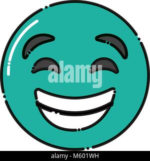 Visage vert smiley emoticon joyeux heureux. et rapide forme recolorable ...