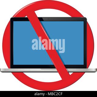 Panneau d'interdiction sur l'écran de l'ordinateur portable ...