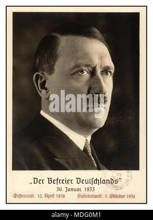 Vintage portrait historique de propagande du NSDAP d'Adolf Hitler signé ...