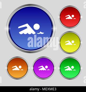 Icône de signe de natation. Symbole de natation de la piscine. Mer ...