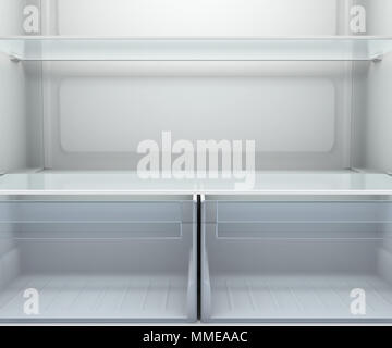 Une vue à l'intérieur d'un ménage vide frigo ou congélateur avec ...