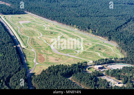 Vue aérienne, Volkswagen AG test track Ehra-Lessien, rond-point, des ...