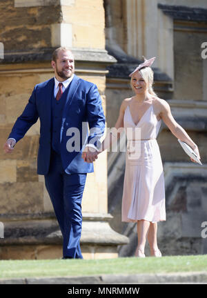 James Haskell and Chloe Madeley arrive for the wedding ceremony of ...