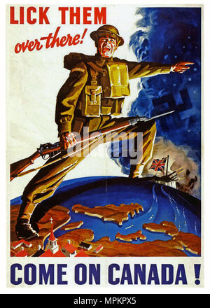 Vintage WWII canadien affiche de propagande patriotique de 1943 Banque ...