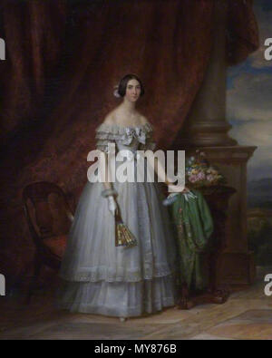 . Anglais : Portrait de Lady Marian, Malet. pleine longueur, vêtue d ...