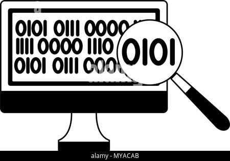 Les codes de programmation symbole de l'ordinateur en noir et blanc ...