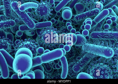 Illustration conceptuelle du microbiome humain à l'intérieur d'un micro ...