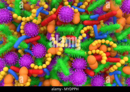 Illustration conceptuelle du microbiome humain à l'intérieur d'un micro ...