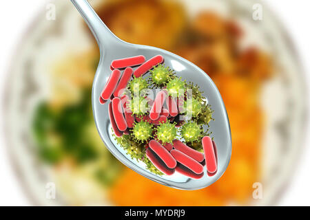 Toxi-infections, illustration conceptuelle. Une infection d'origine ...