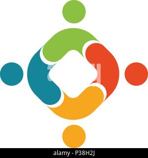 Logo humain, l'icône d'aide mutuelle, les gens abstract logotype. Les ...