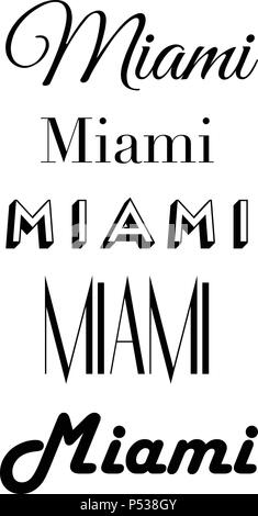 Calligraphie manuscrite Miami lettrage signe dessiné à la main, texte ...