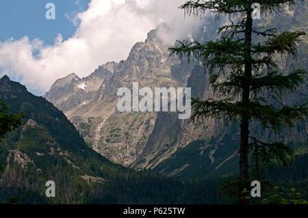 Hautes Tatras. Voir d'Ladovy stit à partir d'une station de ski et ...