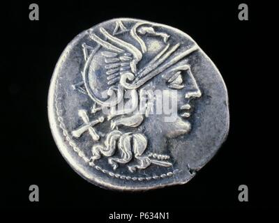 NUMISMATICA. MONEDA REPUBLICA ROMANA. DENARIO DE PLATA, DE LA FAMILIA ...