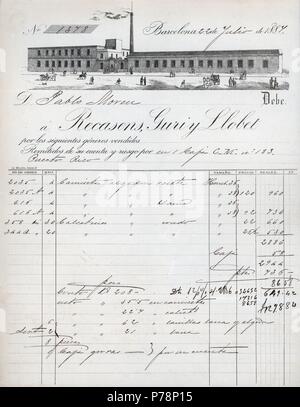 Factura comercial por emitida Fábrica de papel continuo Pedro Alier ...