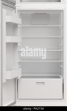 Une vue à l'intérieur d'un ménage vide frigo ou congélateur avec ...