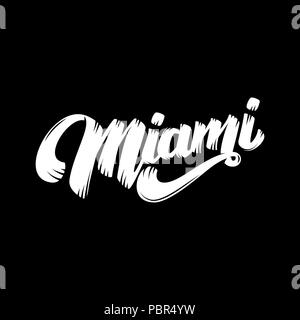 Calligraphie manuscrite Miami lettrage signe dessiné à la main, texte ...