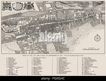 Carte d'Édimbourg, carte d'Édimbourg, Plan d'Édimbourg, Plan d ...