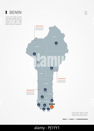 Bénin carte politique des divisions administratives - départements ...