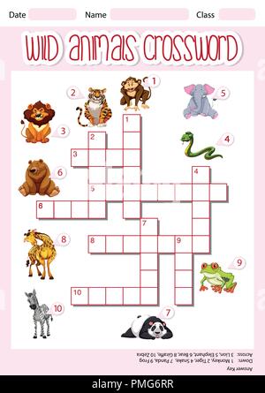 Les animaux sauvages mots croisés concept illustration Image ...