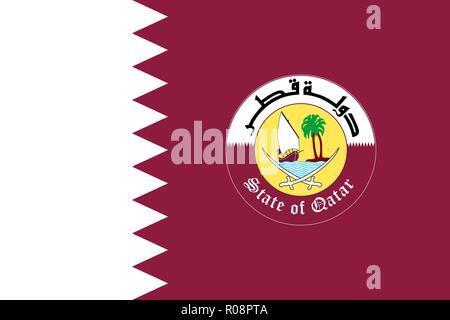 Le Qatar armoiries et Drapeau, deux symboles de la nation Image ...
